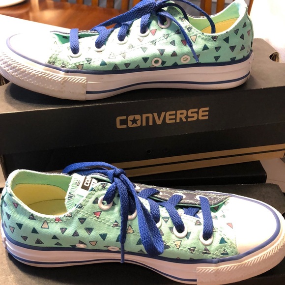 Converse | Shoes | Teal Navy Blue Triangle Design Lowtop Converse ...